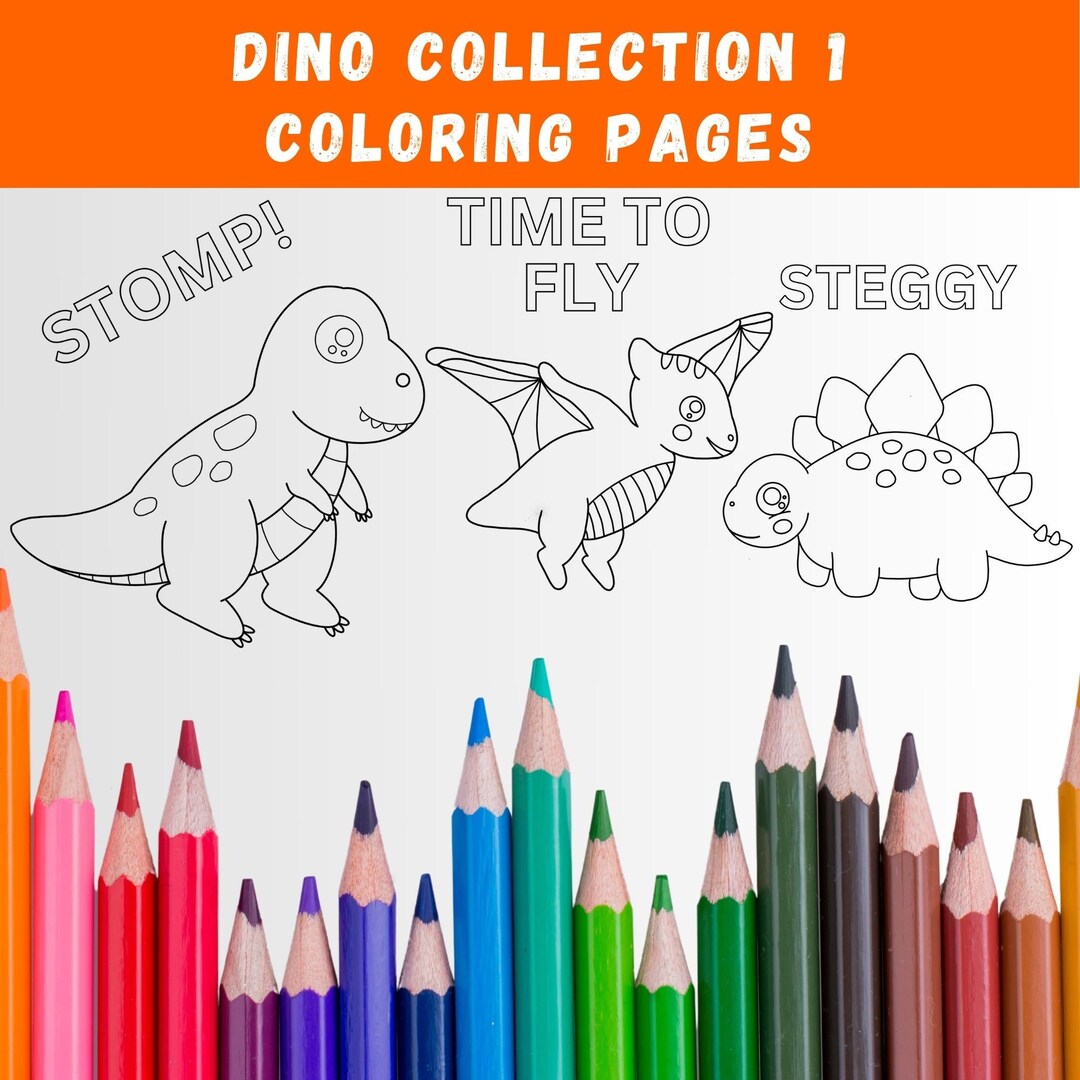 Coloring Pages for Kids, Dinosaur Collection 1, Printable Dinosaur ...