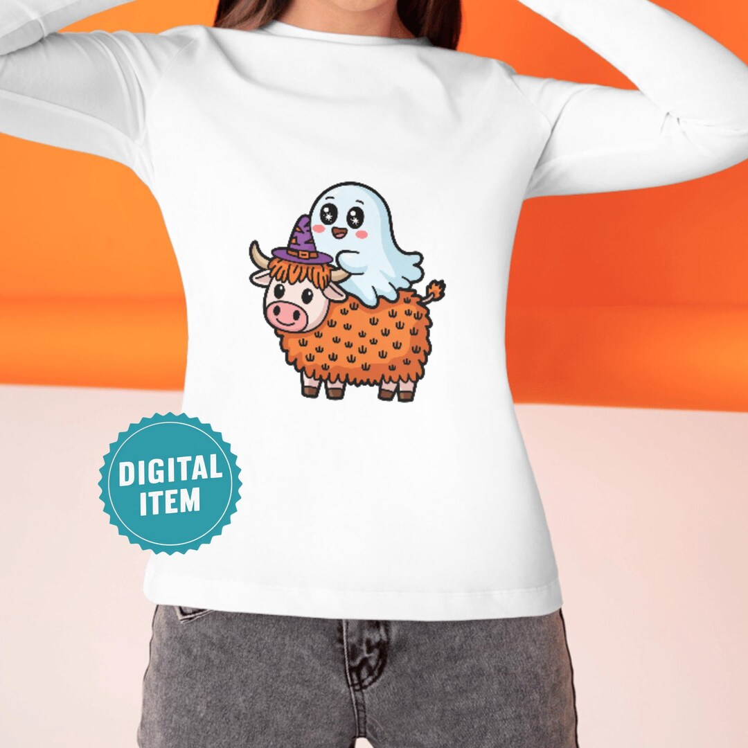 Highland Cow Ghost PNG for Shirt Highland Cow Clipart Halloween ...