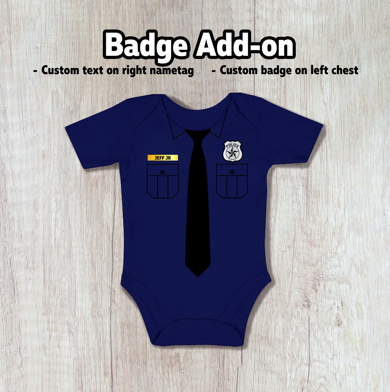 Custom Police Uniform Themed Baby Bodysuits. necktie Design ...