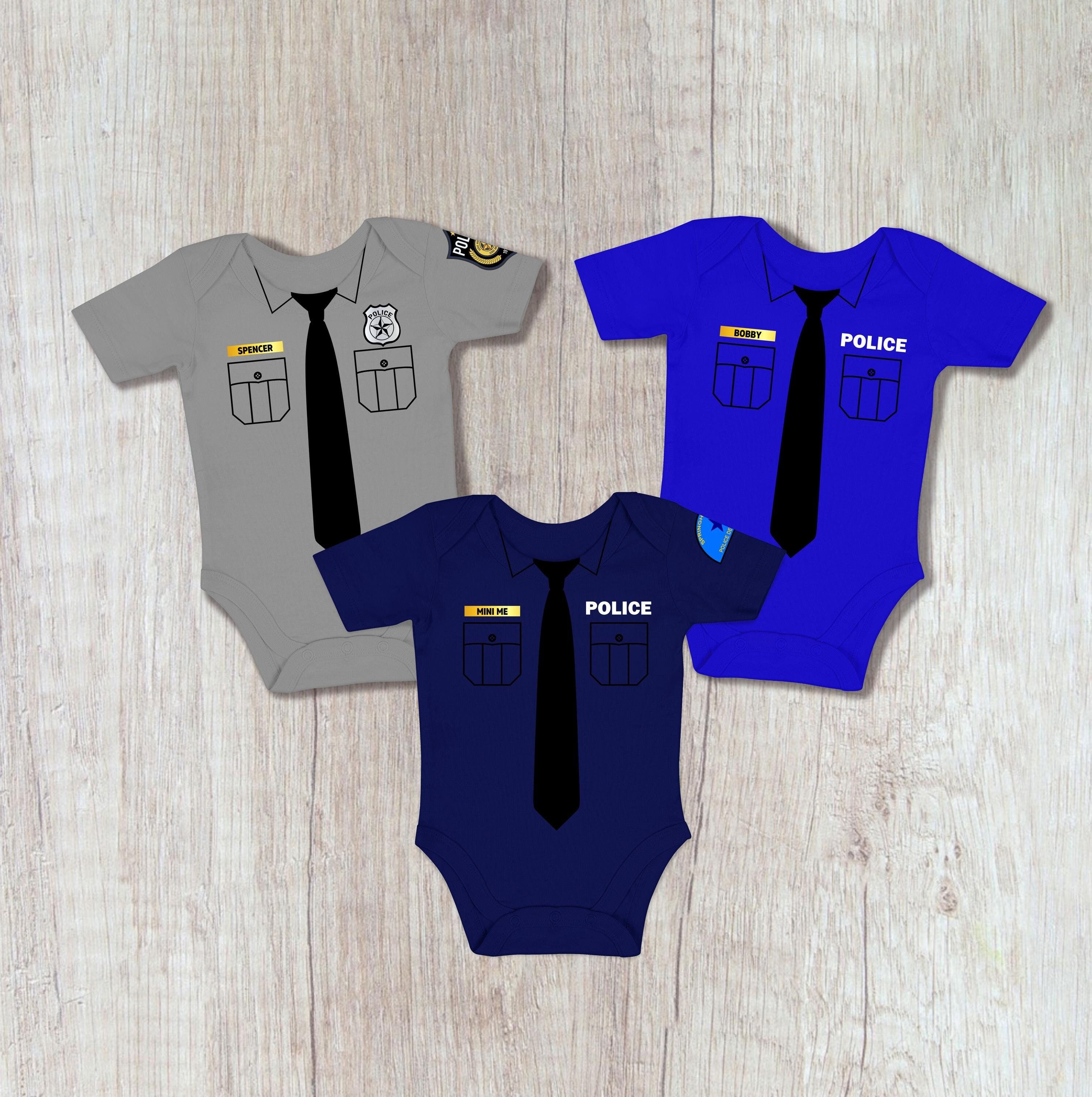 Custom Police Uniform Themed Baby Bodysuits. necktie Design ...