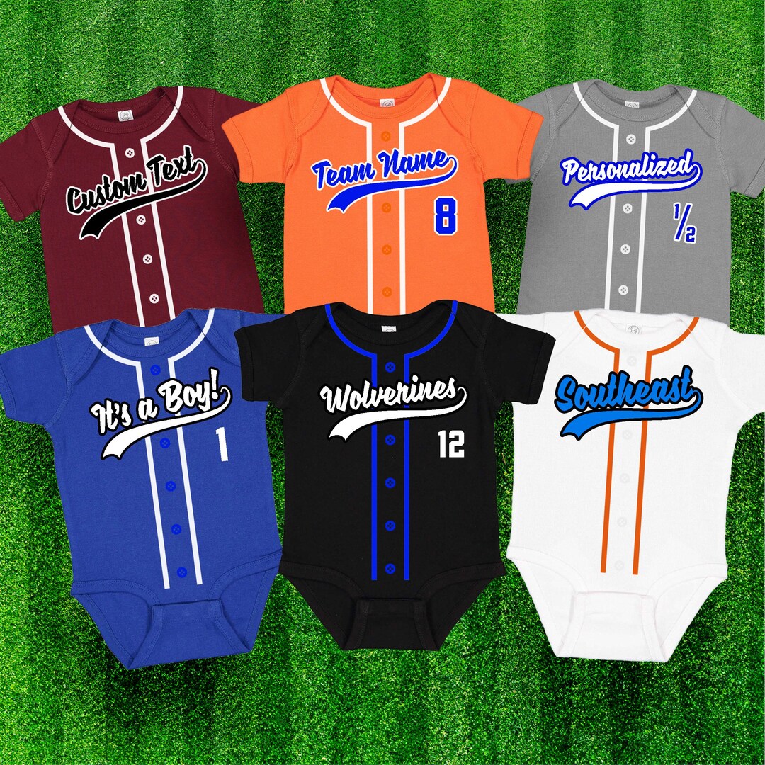 Custom Baby Baseball Jersey Bodysuits Personalization Available BB2 - Etsy