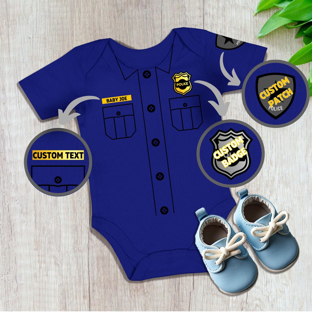 Custom Police Uniform Themed Baby Bodysuits. Personalization Available ...