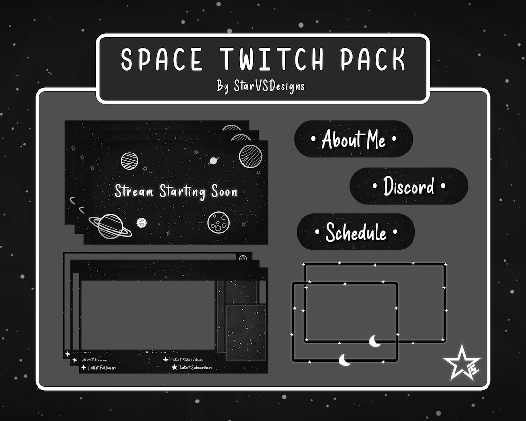 ANIMATED Twitch Simple Space Stream Package - Screen, Overlay, Panels ...
