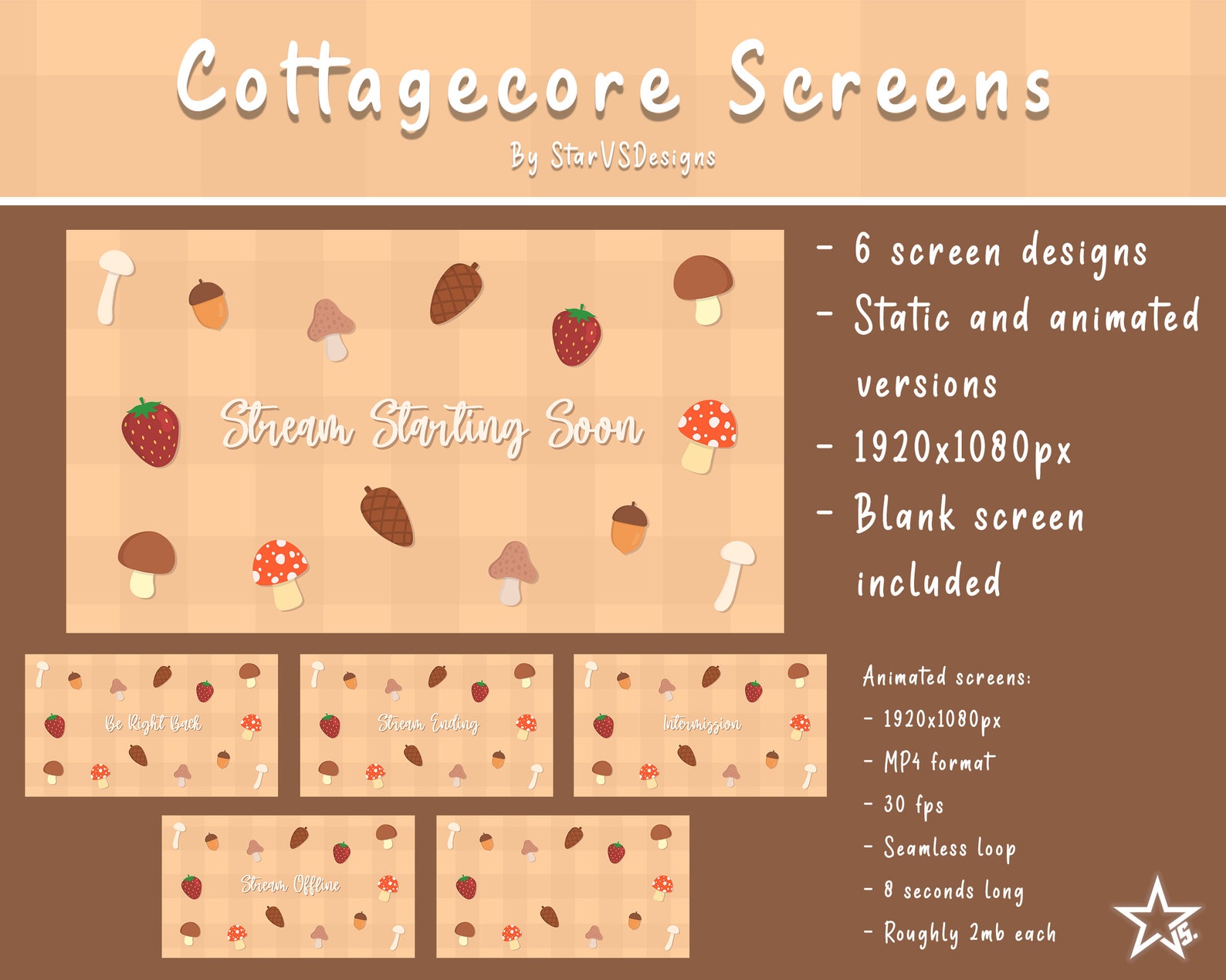 ANIMATED Twitch Cottagecore Stream Package Screens Overlay - Etsy Canada