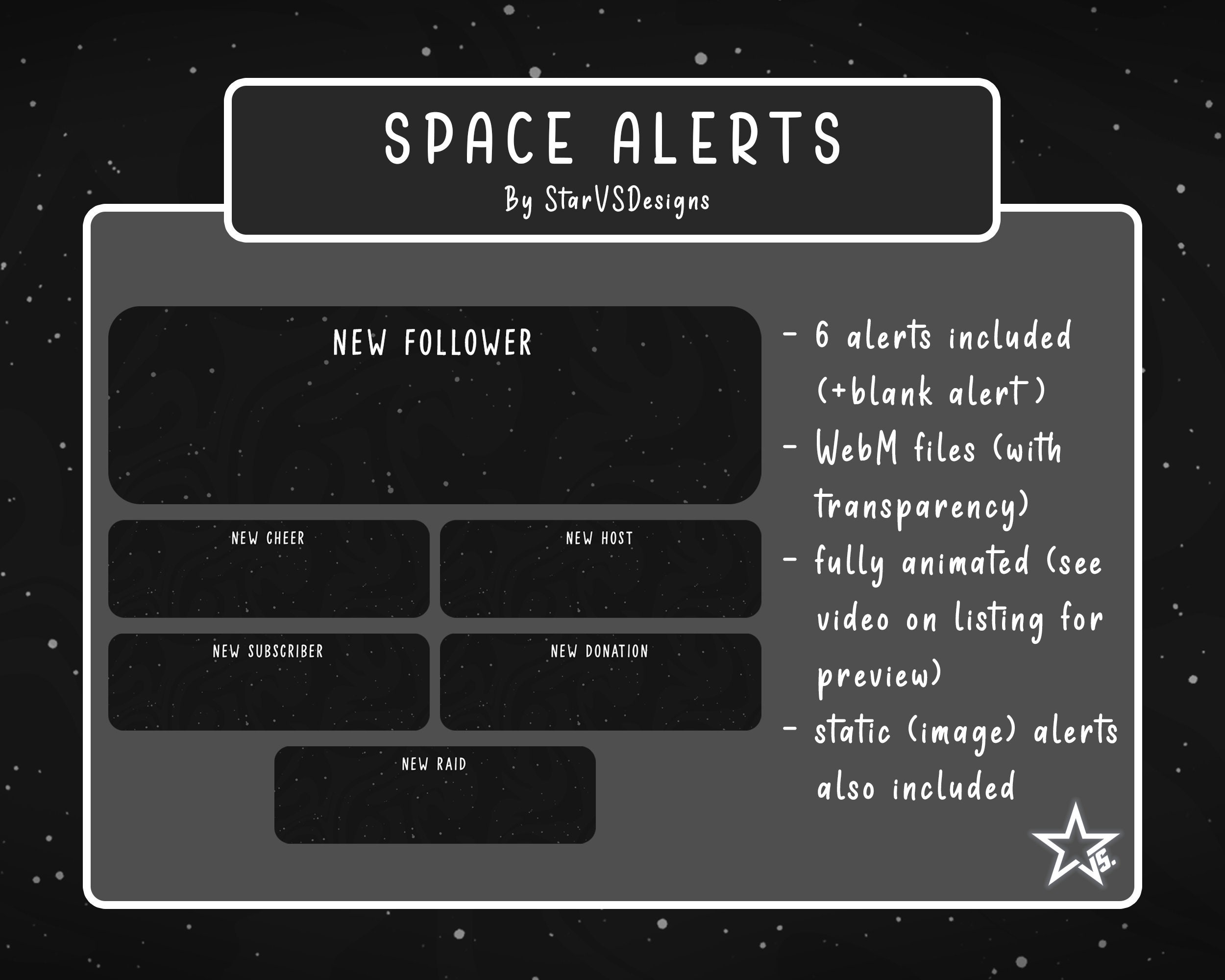 ANIMATED Twitch Simple Space Stream Package - Screen, Overlay, Panels ...