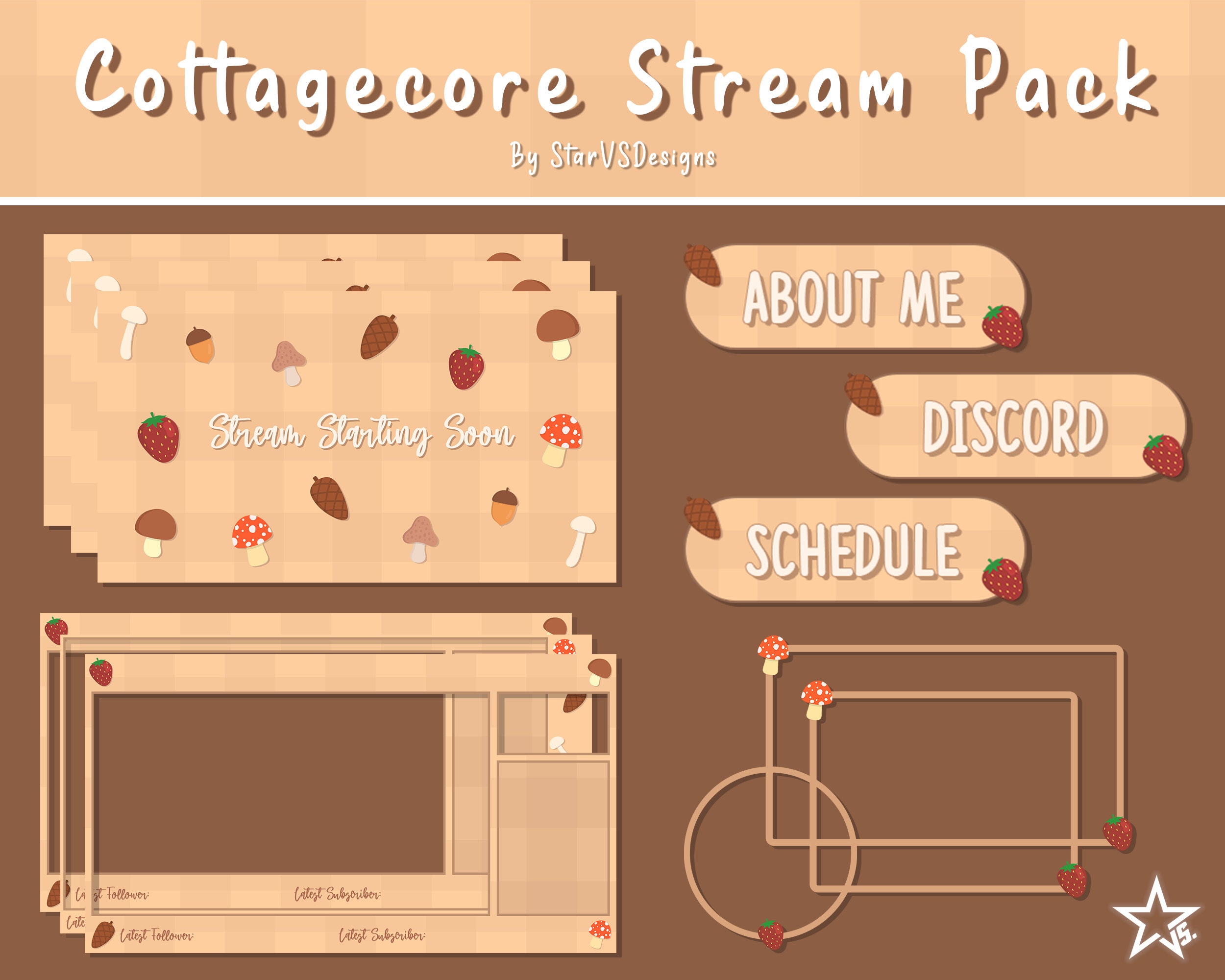 ANIMATED Twitch Cottagecore Stream Package - Screens, Overlay, Panels ...