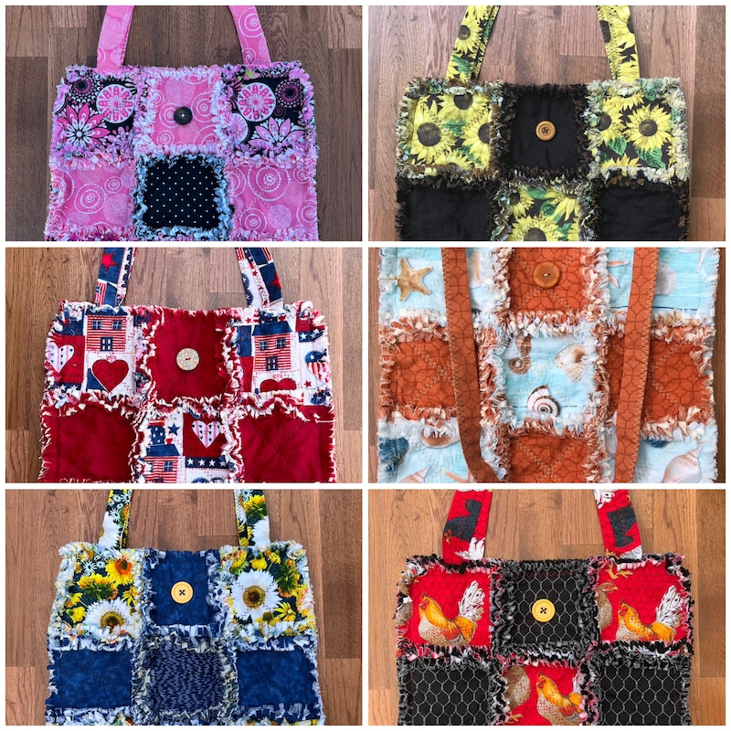 Rag Quilt Tote Bags - Etsy