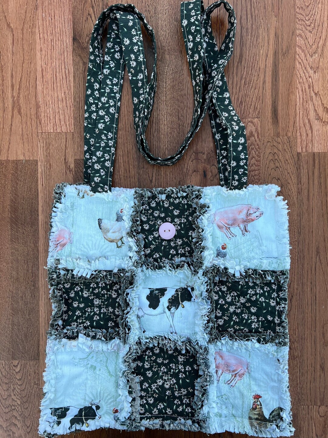 Farm Animal and Floral Rag Quilt Bag Rag Quilt Bags Bags - Etsy