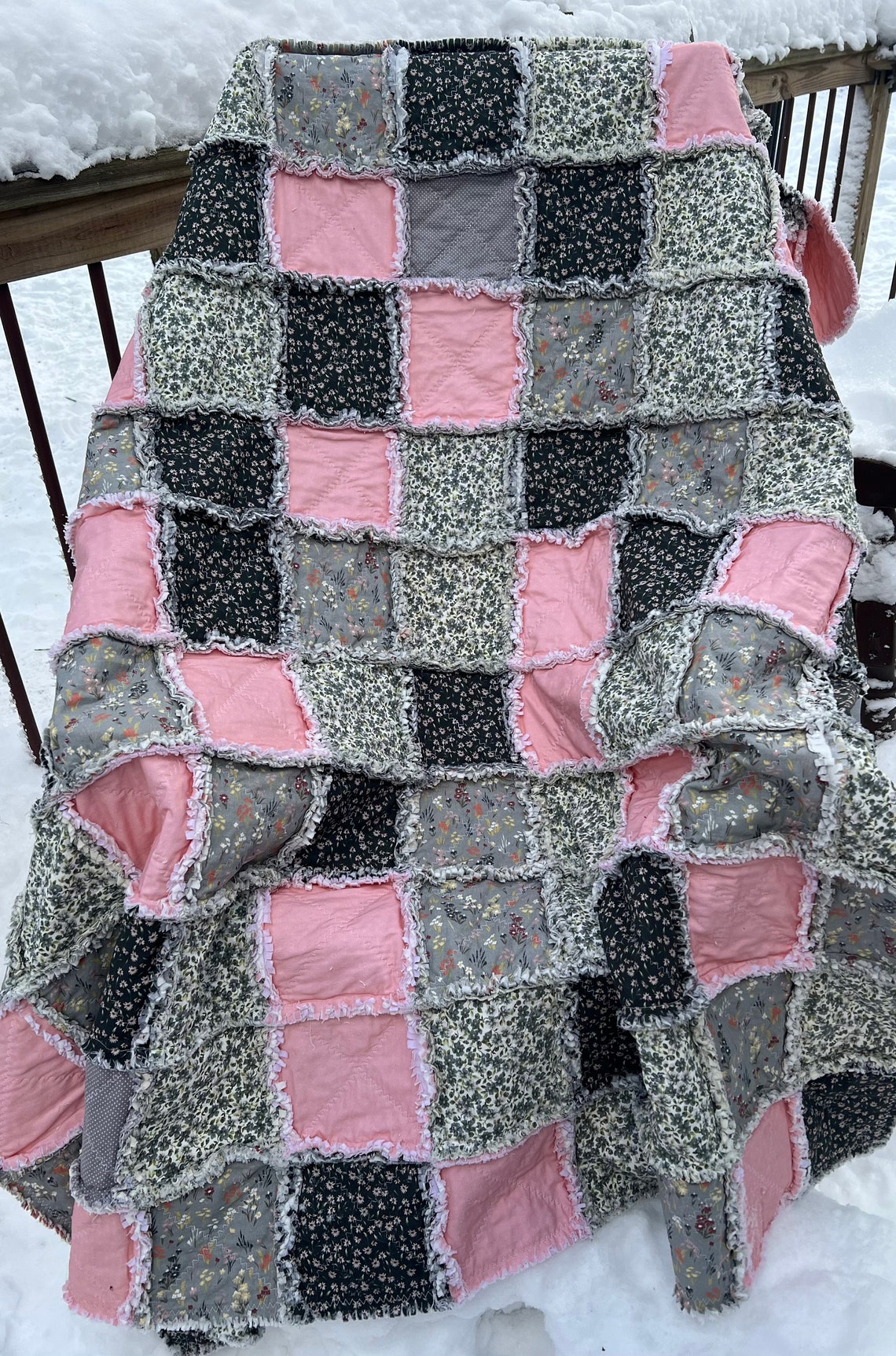 Meadow Flowers Rag Quilt Throw, Quilt, Rag Quilt, Gifts for Her, Floral ...