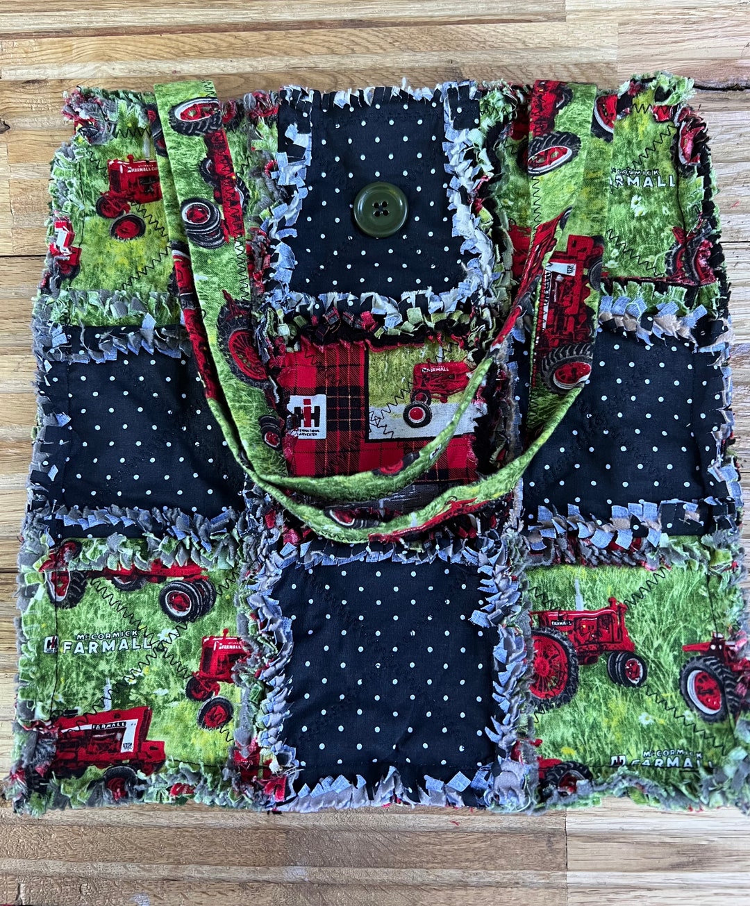 Farmall Rag Quilt Bag, Tractor Bag, Rag Quilt Bags, Tractor Bag, Farm ...