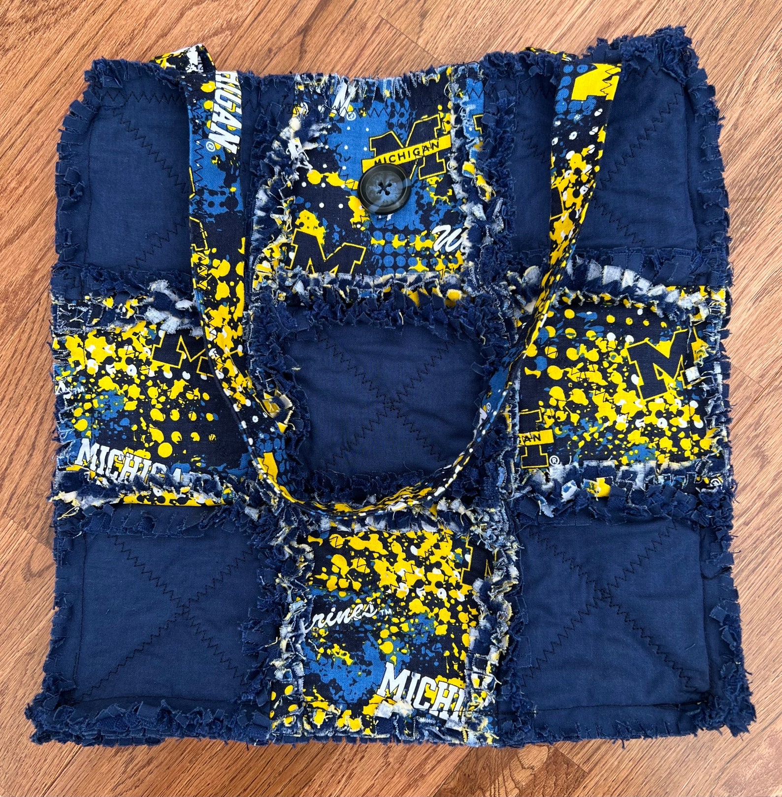 Michigan Rag Quilt Bag, Blue, Rag Quilt Bag, Sports Fan, Go Blue - Etsy