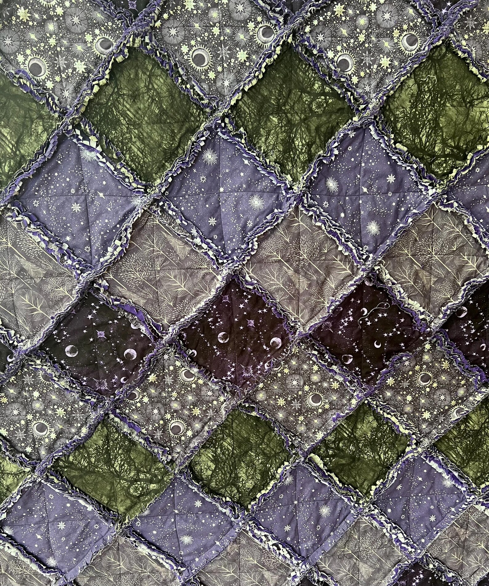 Whimsical Stars and Moon Quilt, Rag Quilt, Halloween Quilt - Etsy