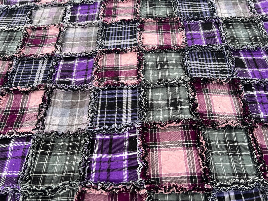 Purple Plaid Flannel Rag Quilt Throw - Etsy