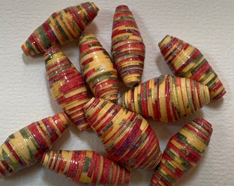 11 Handmade Paper Beads Jewelry Making DIY Craft Beads Handmade Beads ...
