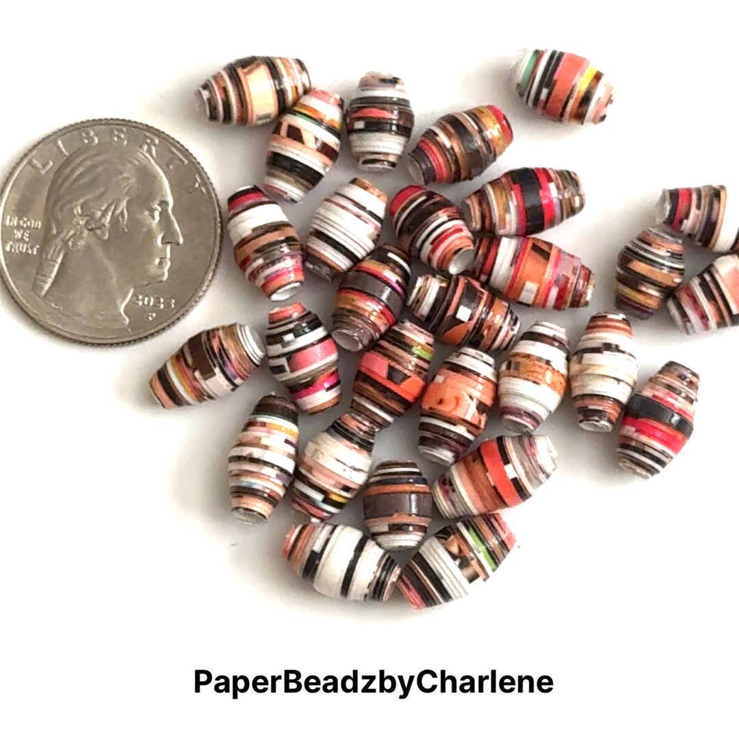 28 Handmade Paper Beads Jewelry Making DIY Craft Beads Handmade Beads ...