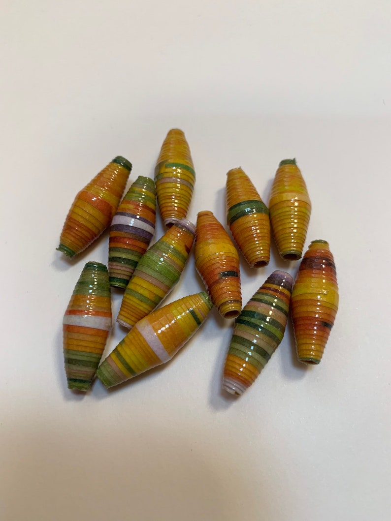 11 Handmade Paper Beads Jewelry Making DIY Craft Beads Handmade Beads ...