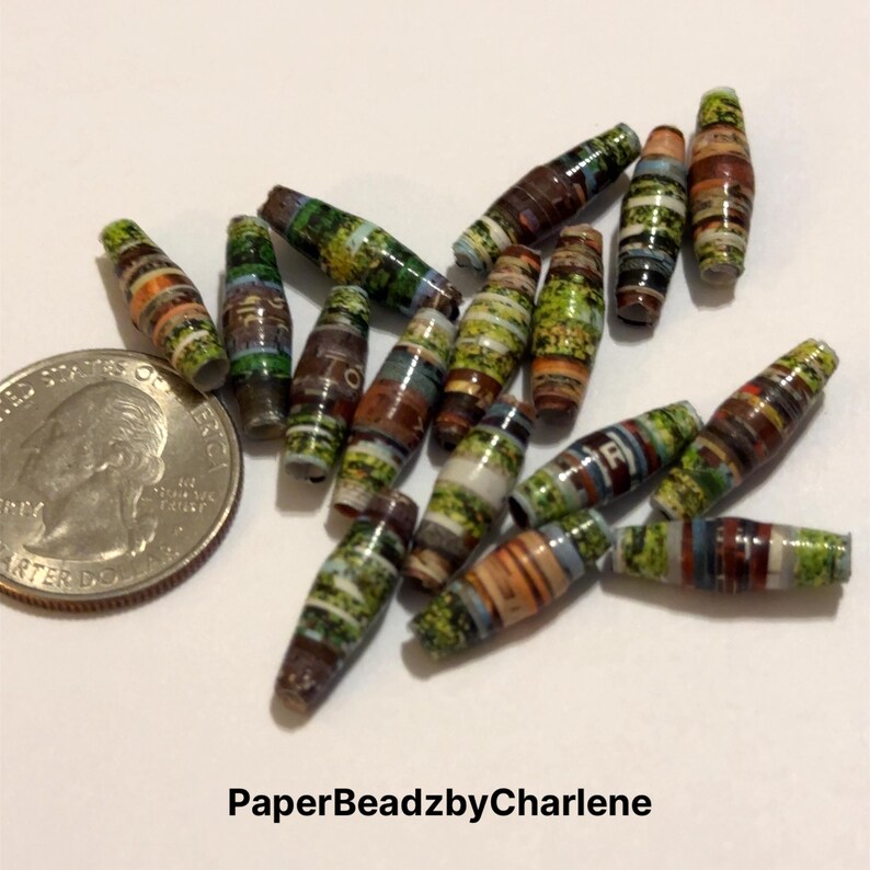 16 Paper Beads Handmade | Loose Beads | Jewelry Making | DIY | Craft ...