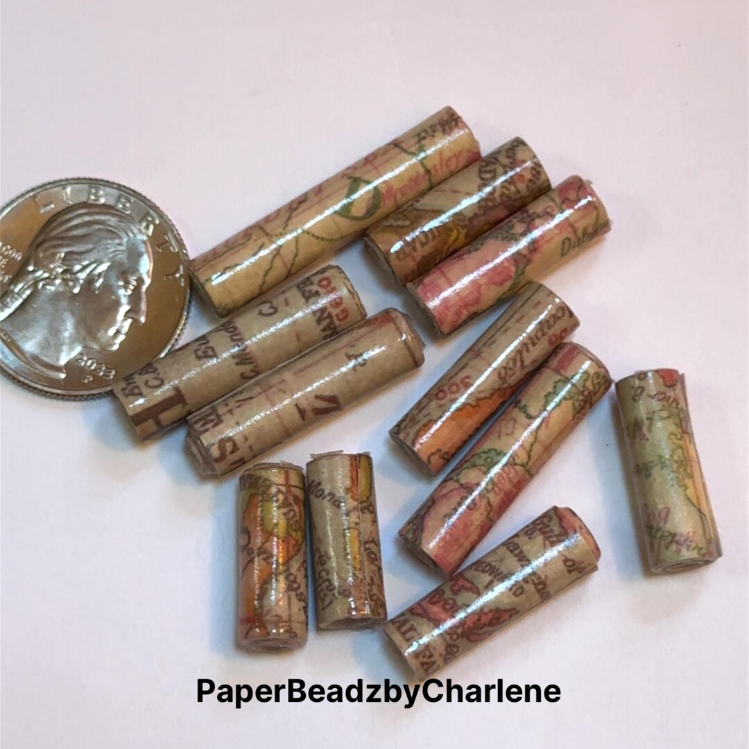 11 Handmade Paper Beads Jewelry Making DIY Craft Beads Handmade Tube ...