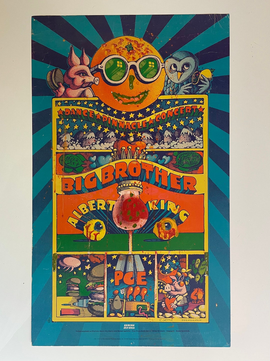 Big Brother/albert King Shrine Auditorium Concert Poster pinnacle, 1968 ...