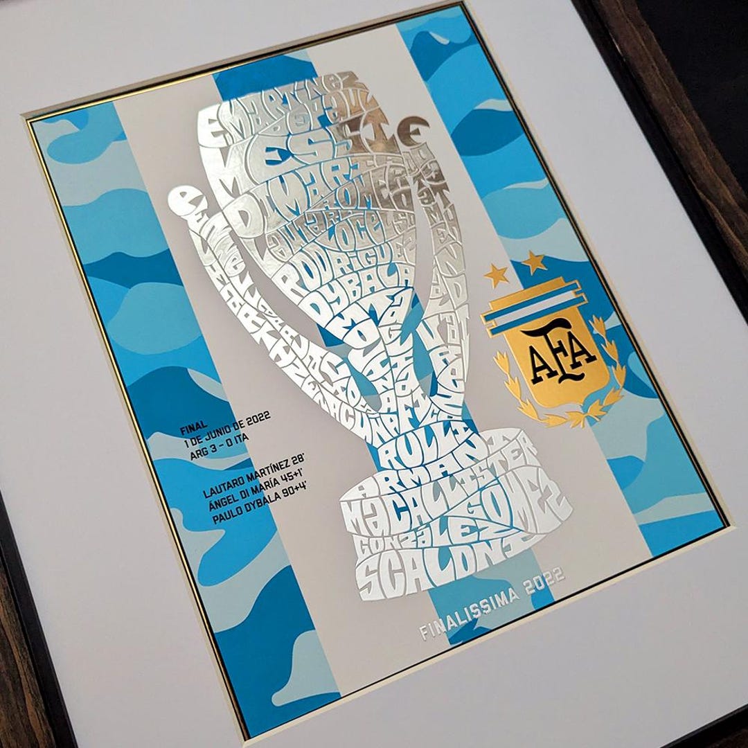 Argentina La Albiceleste Finalissima 2022 Silver Foil Poster ...