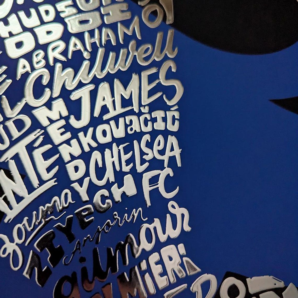 Chelsea FC Champions League Silver Foil Poster Art, Chelsea Art ...