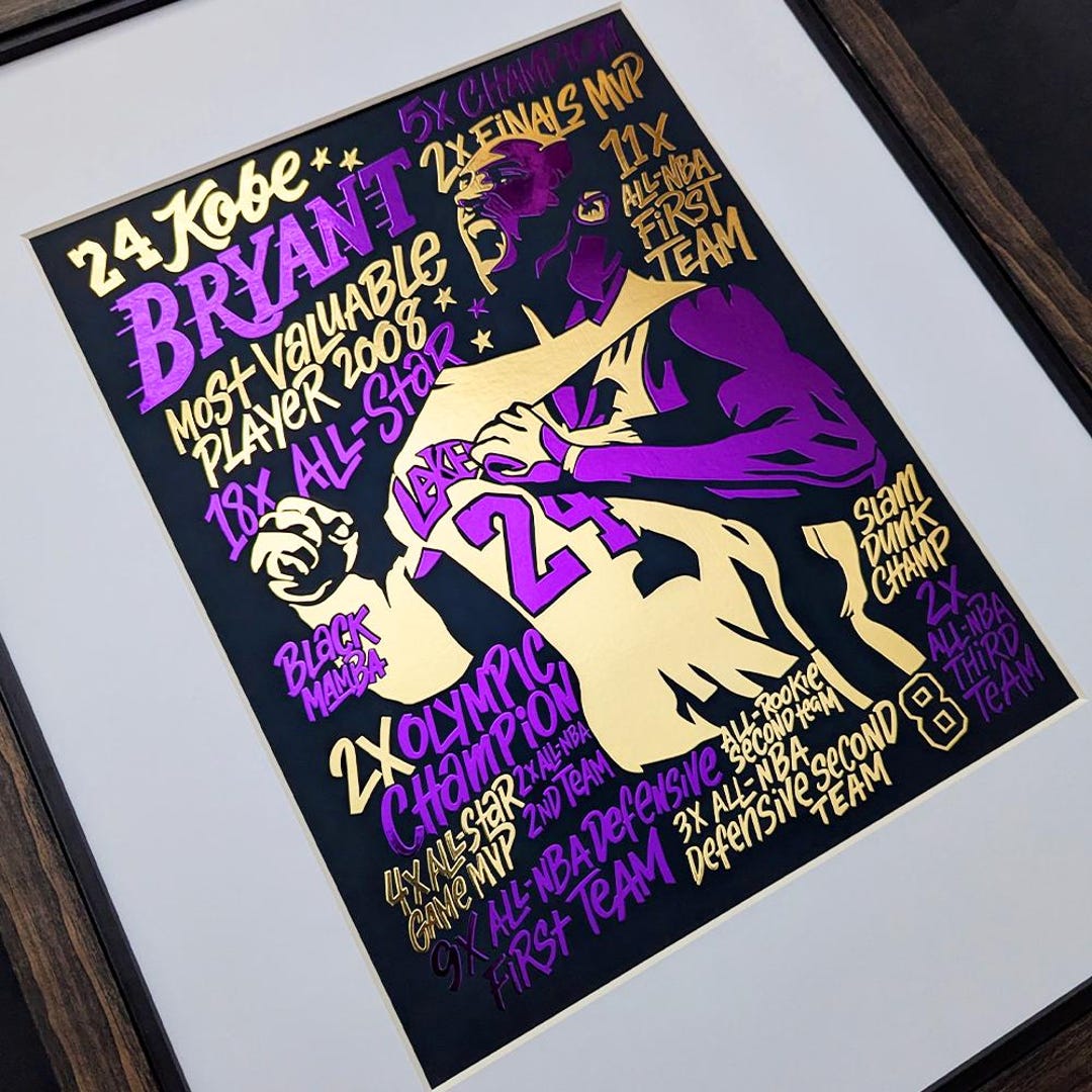 Kobe Bryant Tribute Legacy Gold Foil Poster | Black Mamba Art, Kobe Art ...