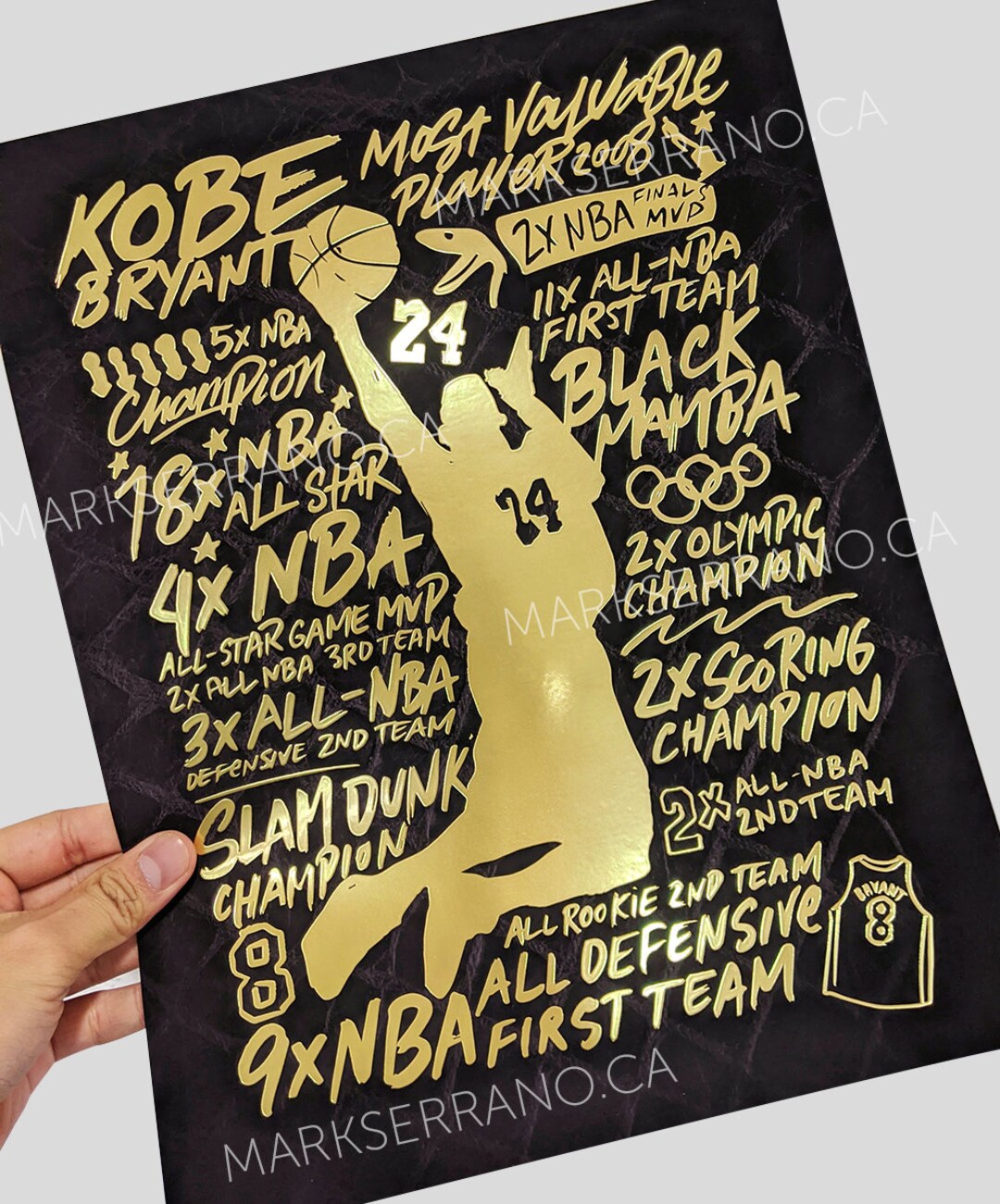 Kobe Bryant Tribute Legacy Gold Foil Poster Black Mamba Art - Etsy