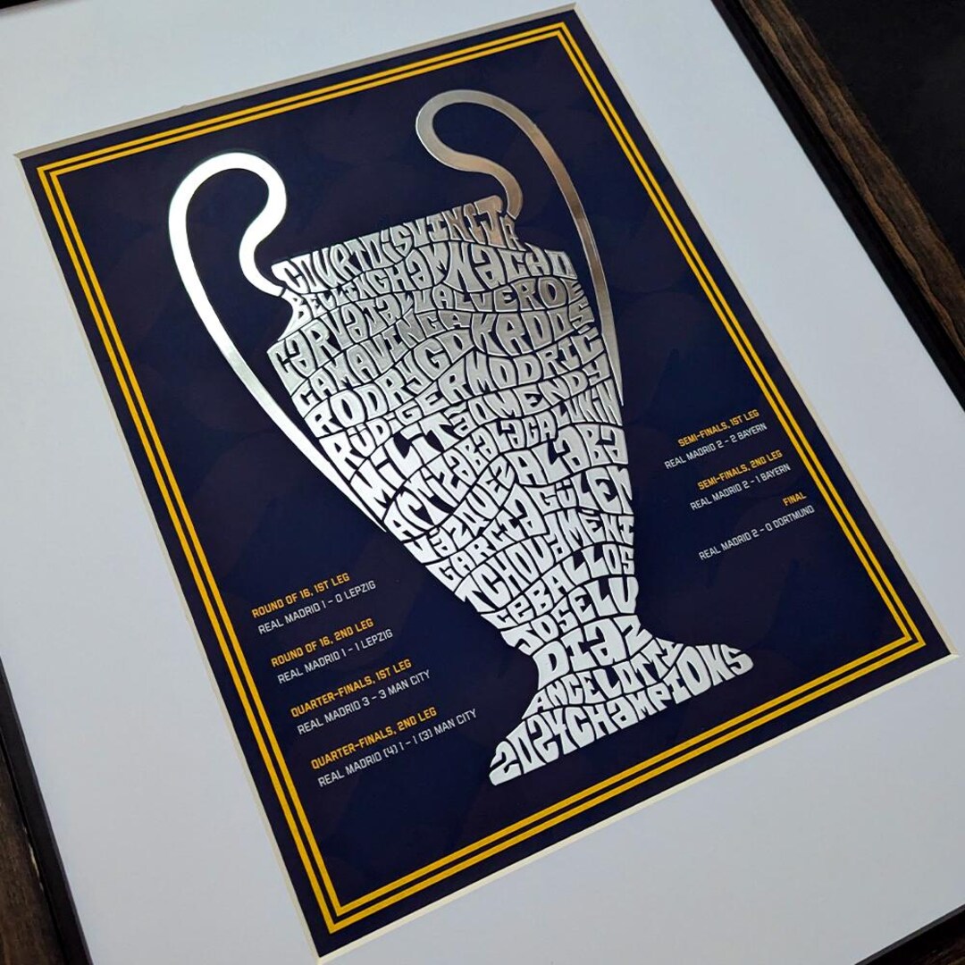 Real Madrid Champions League 2024 Silver Foil Poster Art | Real Madrid ...