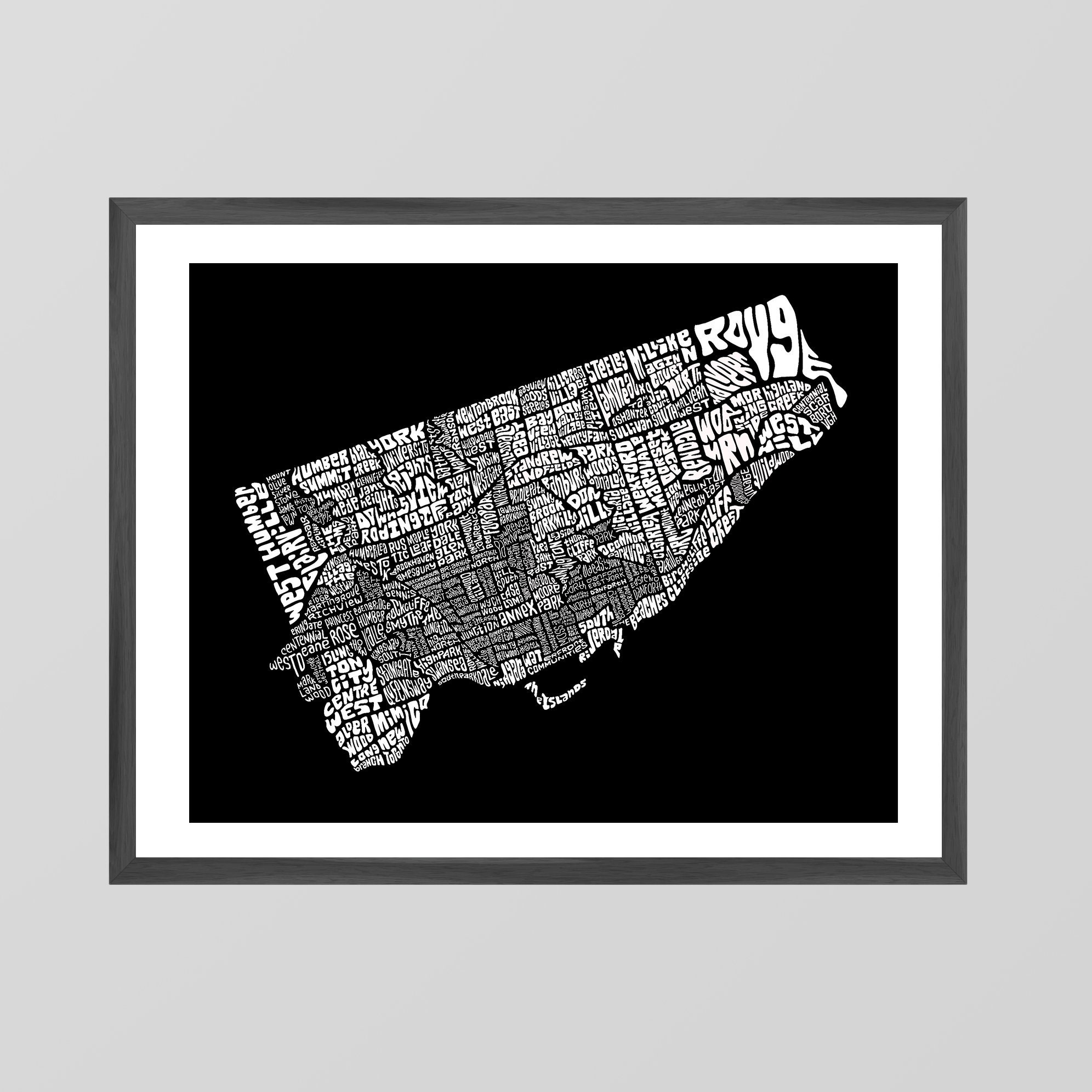 Toronto Neighbourhoods / District Map Poster Black - Etsy