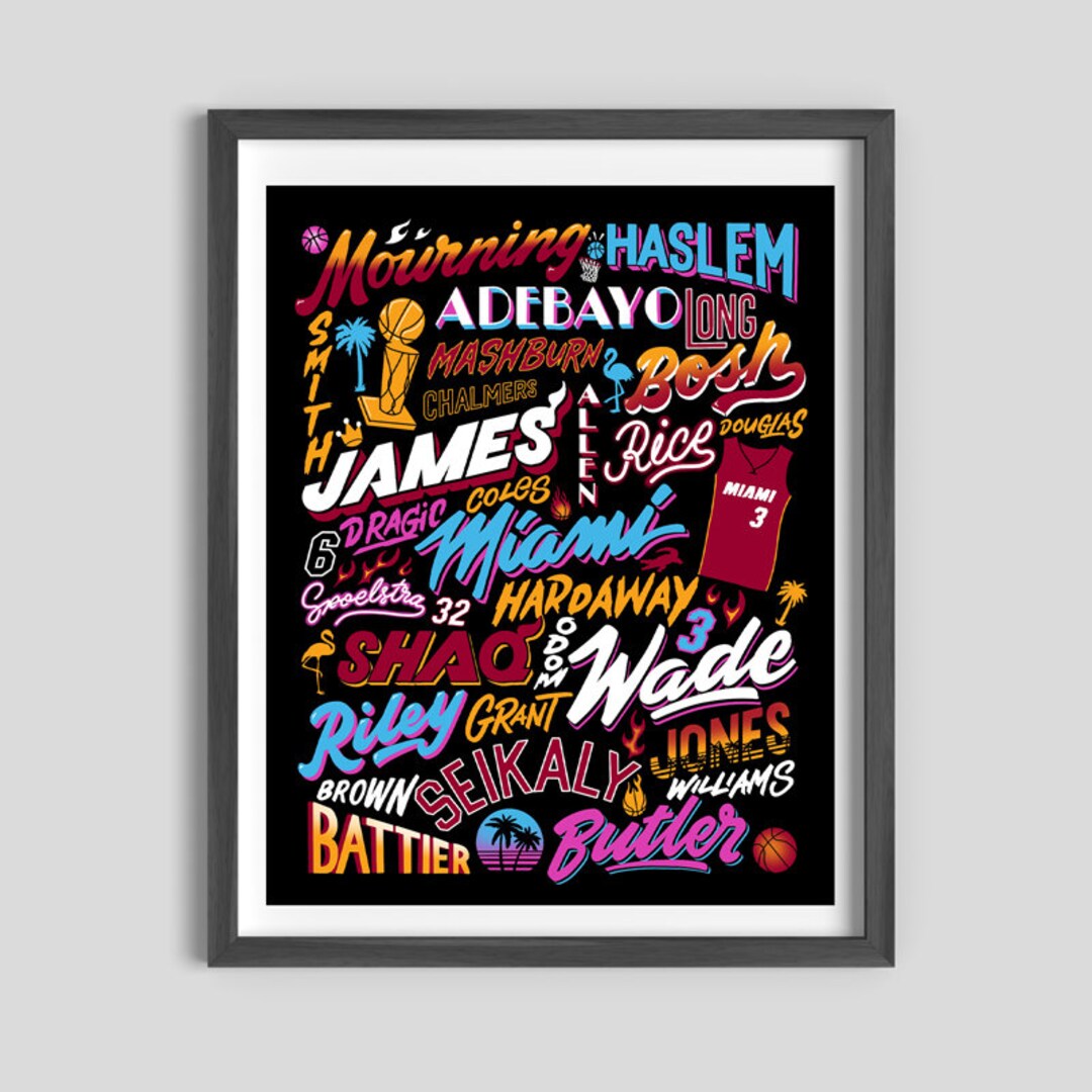 Miami Heat Legends Poster Miami Heat Art, Miami Heat Poster, Heat ...