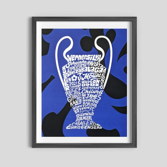 Chelsea FC Champions League Silver Foil Poster Art Chelsea | Etsy