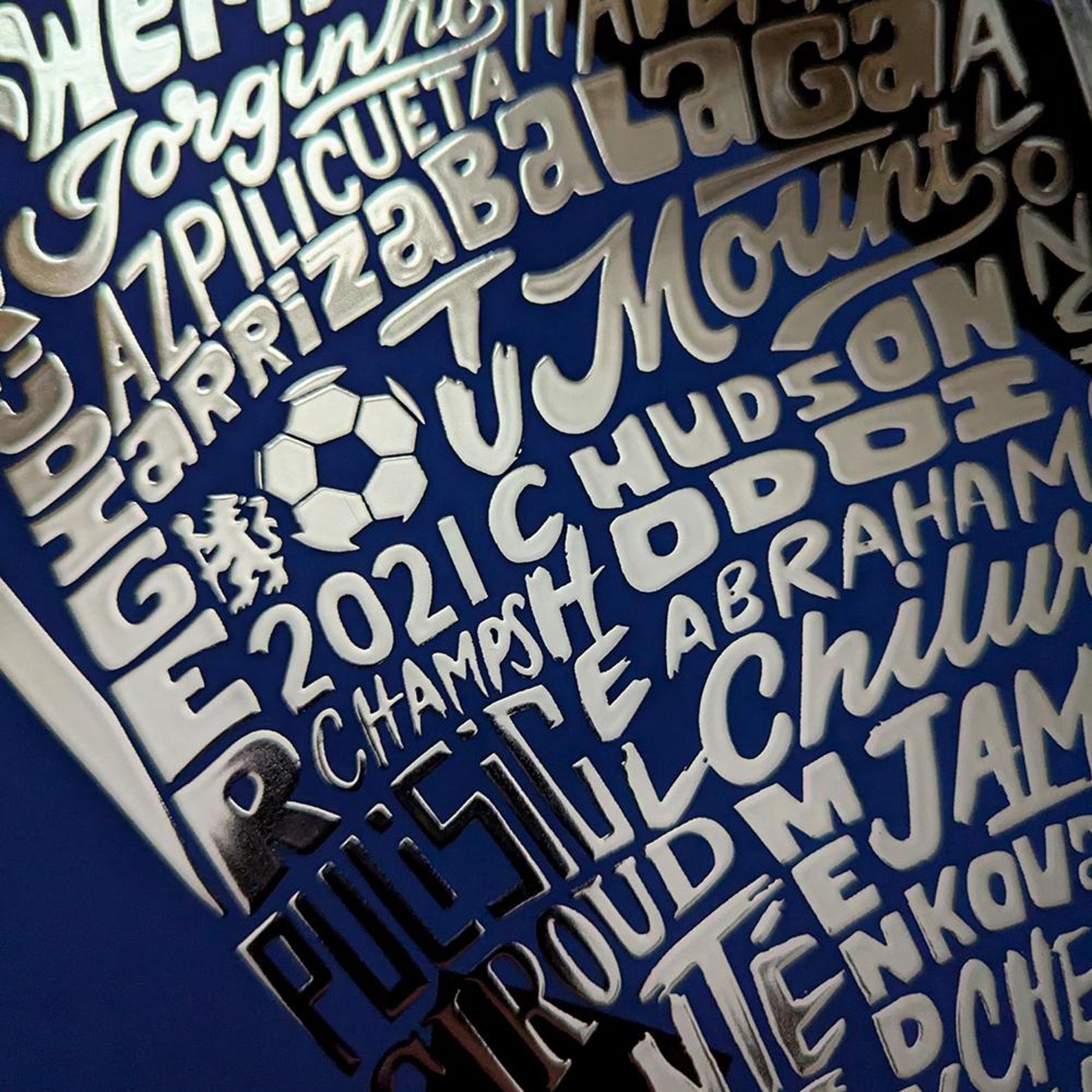 Chelsea FC Champions League Silver Foil Poster Art, Chelsea Art ...