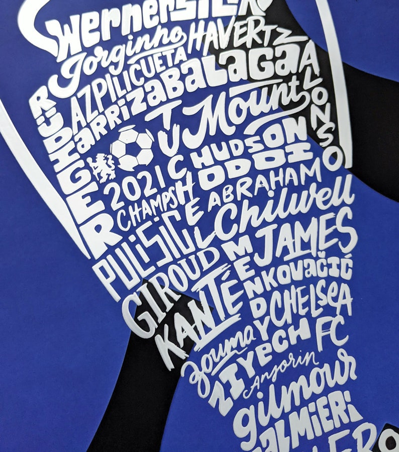 Chelsea FC Champions League Silver Foil Poster Art Chelsea | Etsy