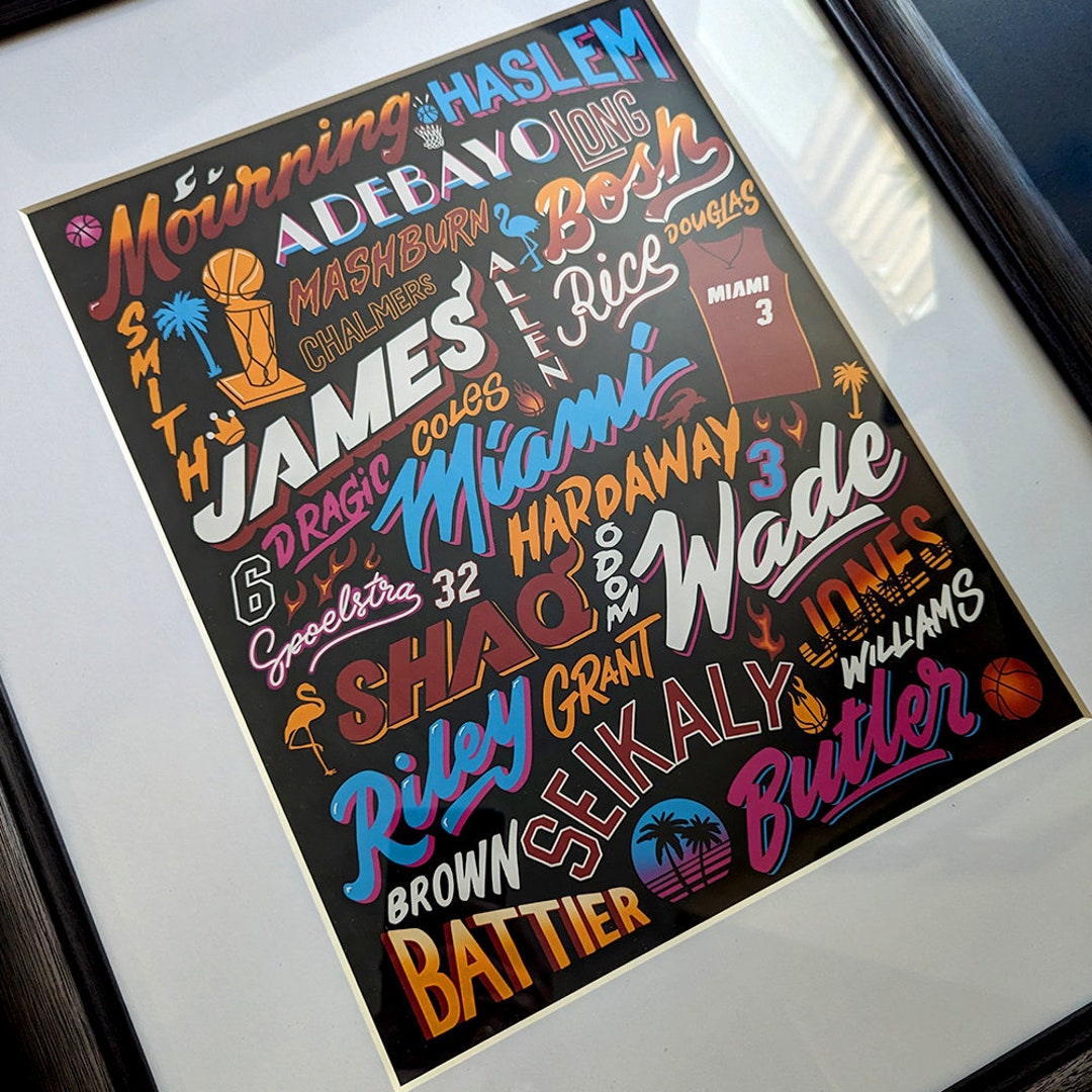 Miami Heat Legends Poster Miami Heat Art, Miami Heat Poster, Heat ...