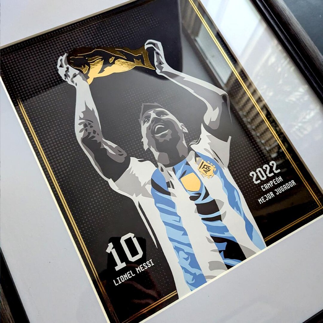 Lionel Messi Argentina World Cup Gold Foil Poster | Argentina Poster ...