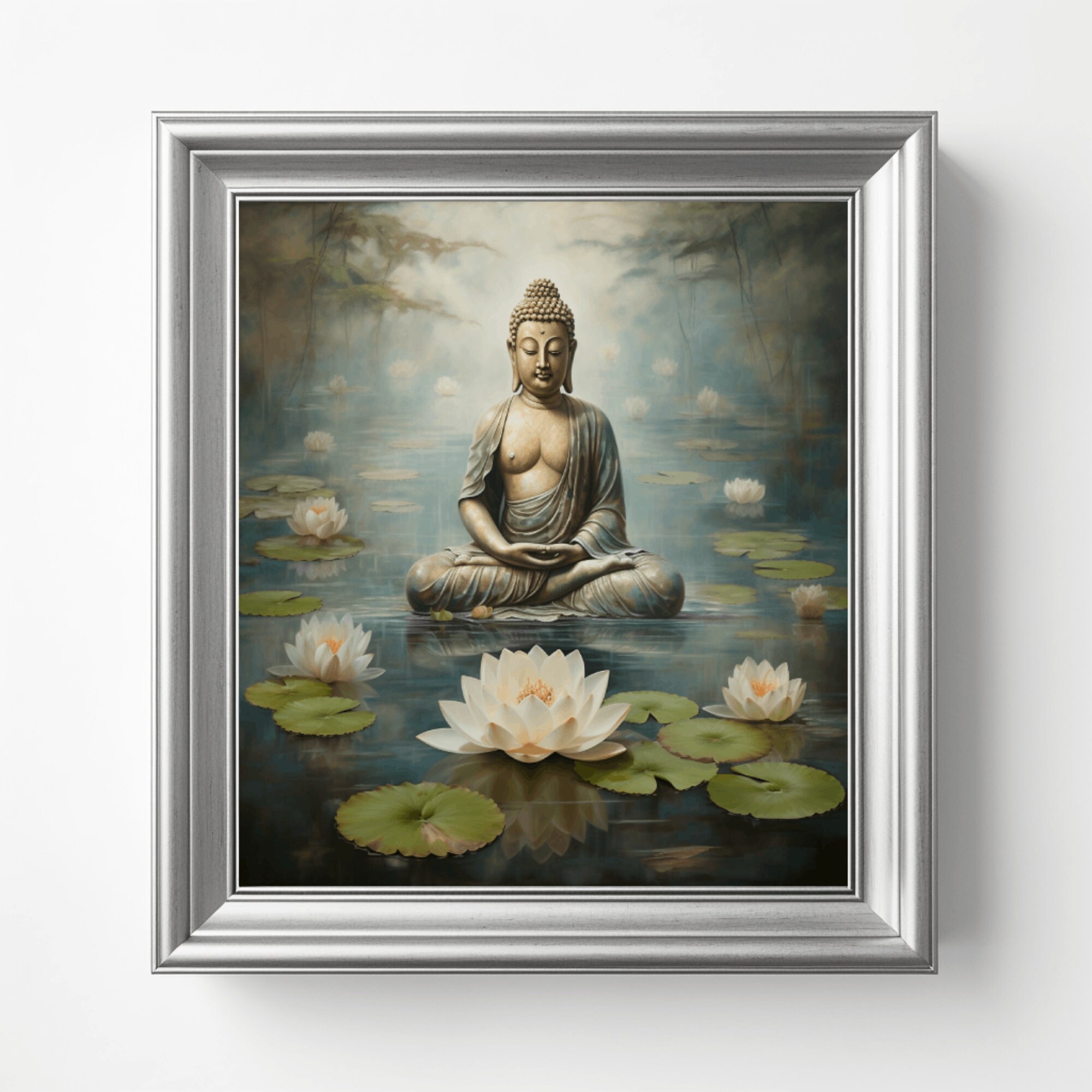 Serene Buddha Art, Zen Buddha Art, Peaceful Buddha, Spiritual Zen Art, Zen Home Decor, Spiritual ...