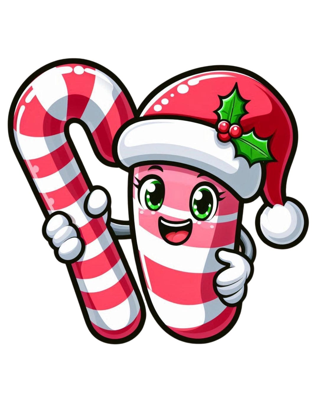 Christmas Candy Cane Cartoon Digital Print Funny Holiday December Cute ...
