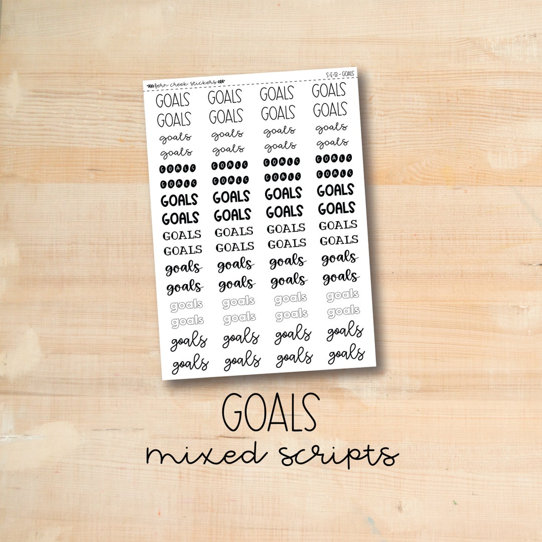 S-E-13 GOALS Mixed Script Stickers - Etsy