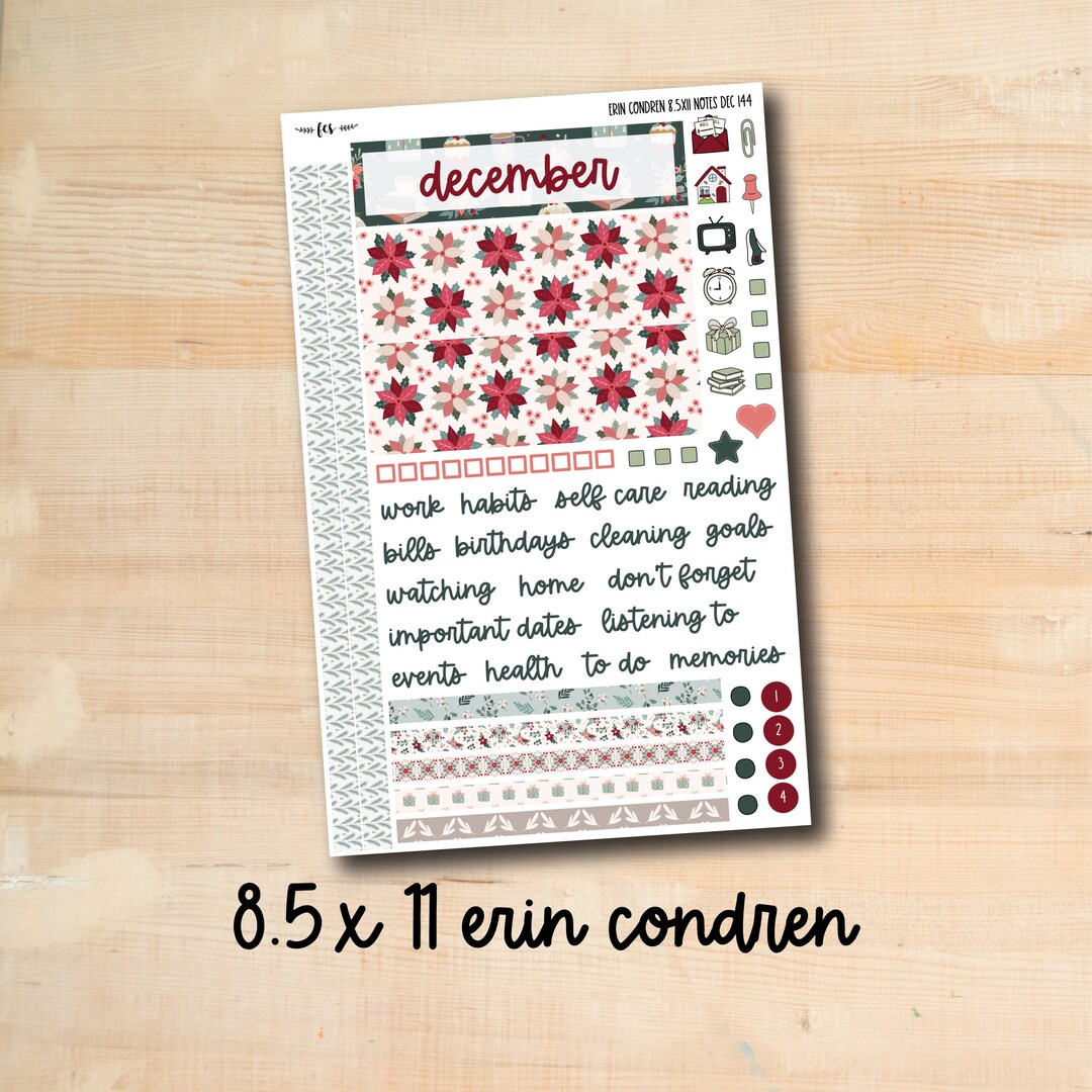 8.5x11 NOTES-DEC144 COZY CHRISTMAS Erin Condren 8.5x11 December Notes ...
