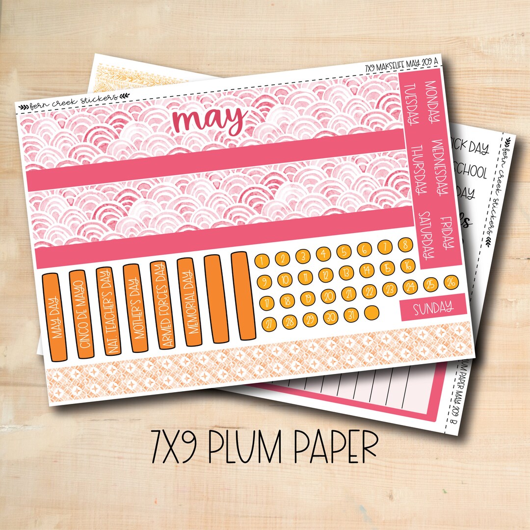 7x9 PLUM-209 WATERCOLOR SUNRISE 7x9 Plum Paper May Monthly Kit - Etsy
