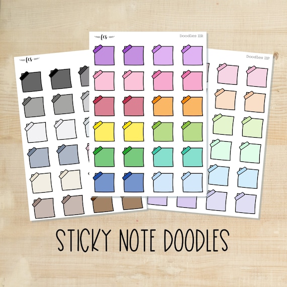 DOODLES-11 STICKY NOTE Doodle Planner Stickers | Etsy