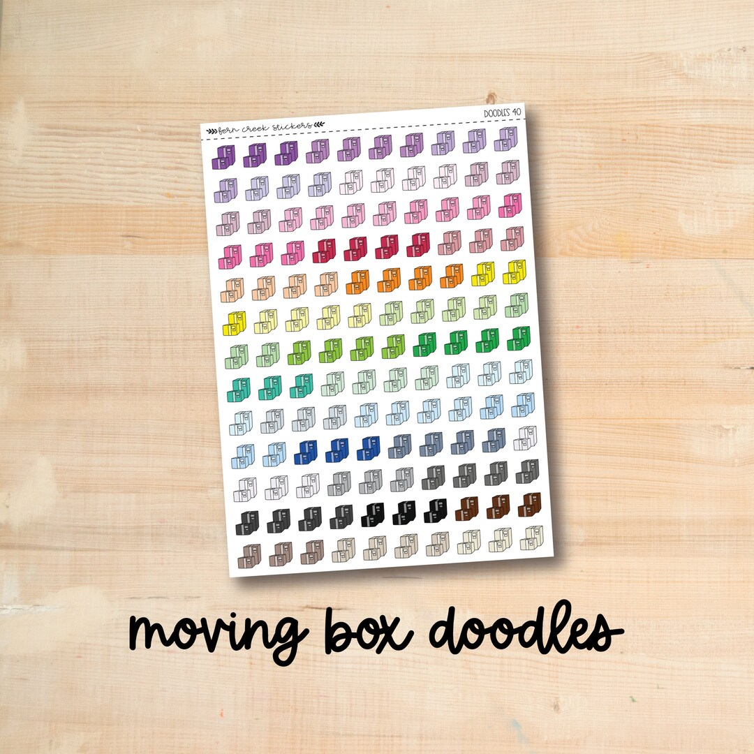 DOODLES-40 MOVING BOXES Doodle Planner Stickers - Etsy