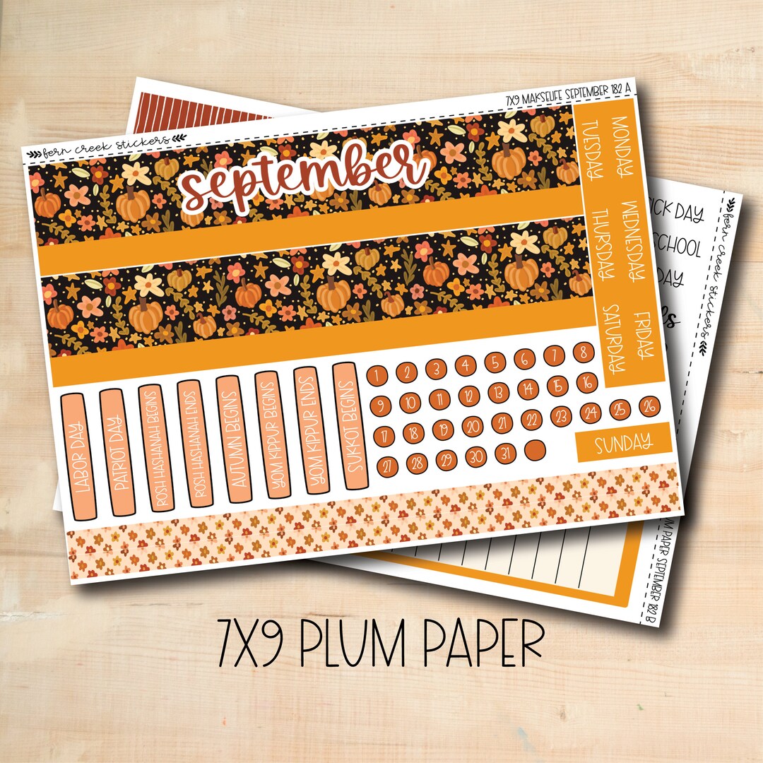 7x9 PLUM-182 HELLO PUMPKIN 7x9 Plum Paper September Monthly Kit - Etsy