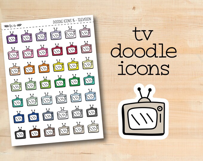 DOODLEICONS-15 || TV Doodle Icon Planner Stickers - Etsy