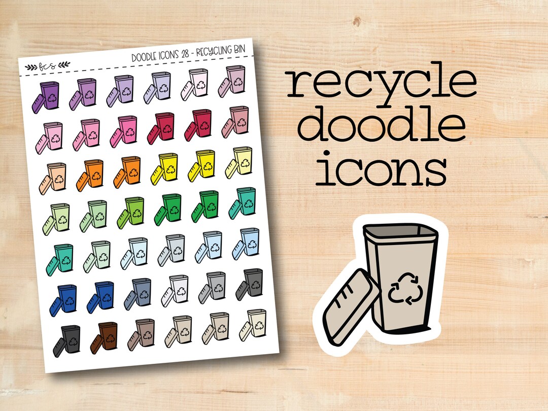 DOODLEICONS-28 RECYCLING BIN Doodle Icon Planner Stickers - Etsy