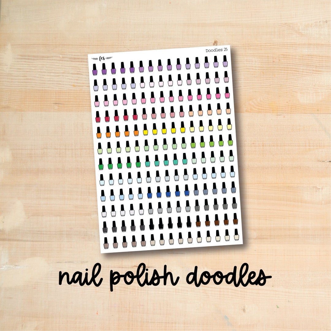 DOODLES-25 NAIL POLISH Doodle Planner Stickers - Etsy