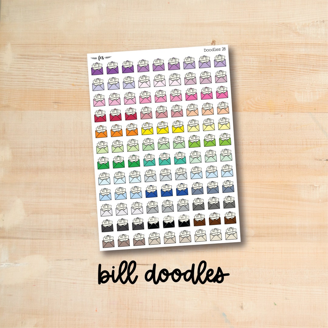 DOODLES-28 BILL Doodle Planner Stickers - Etsy