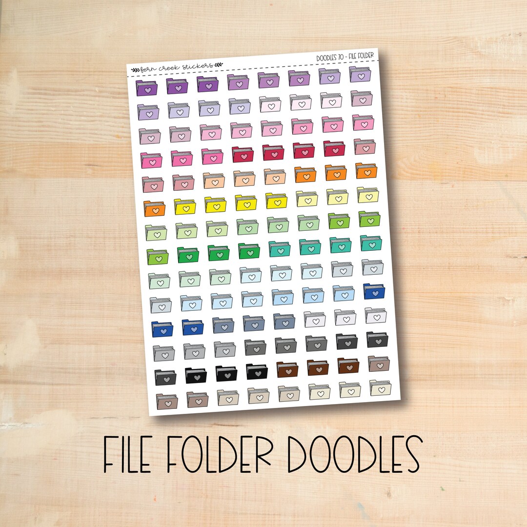 DOODLES-70 FILE FOLDER Doodle Planner Stickers - Etsy