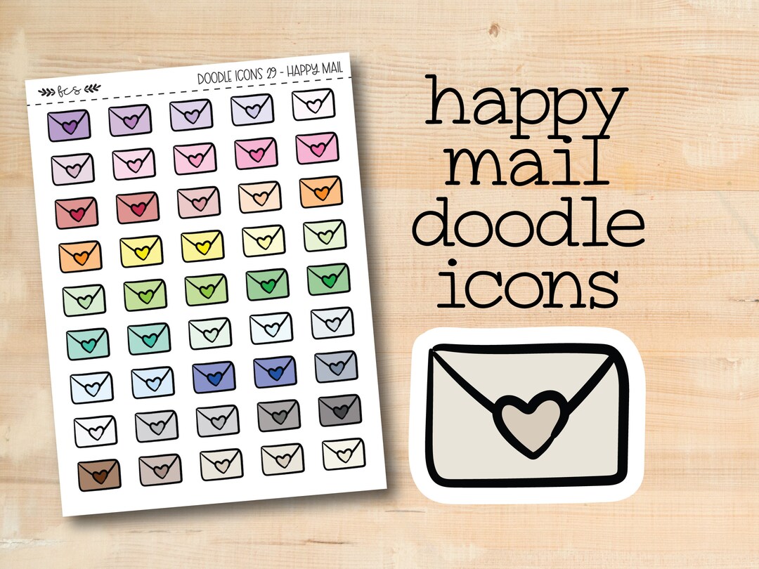 DOODLEICONS-29 HAPPY MAIL Doodle Icon Planner Stickers - Etsy