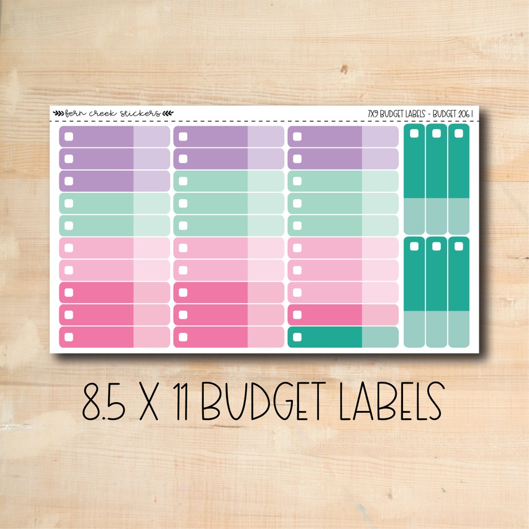 BUDGET-206 BOLD SPRING 8.5x11 Budget Labels - Etsy